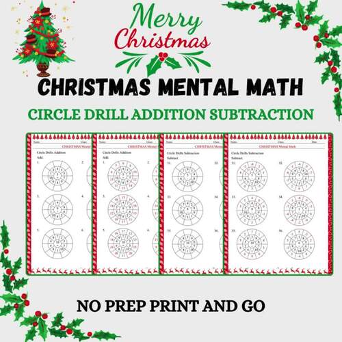 Christmas Mental Math Master Circle Drill Addition And Subtraction ...
