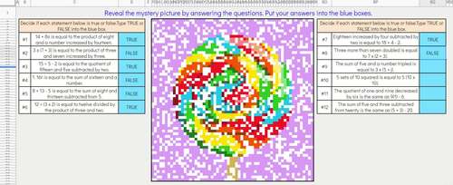 Digital Math Pixel Art | Mystery Picture 5th Grade 5.OA.2 - Expressions