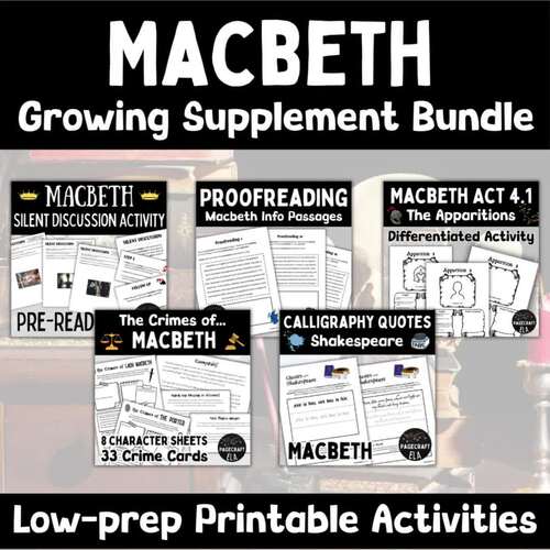 Macbeth BUNDLE of Activities to Study Shakespeare's Scottish Play