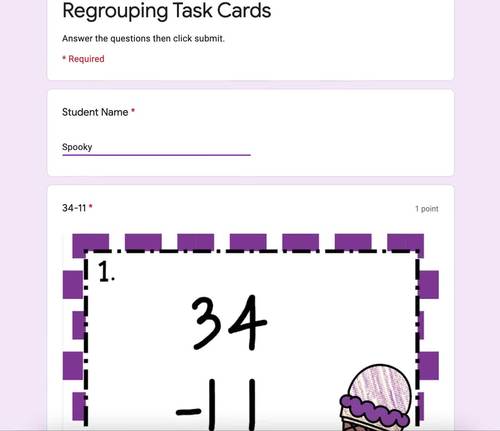 Summer Two Digit Subtraction No Regrouping Task Cards Print and Digital