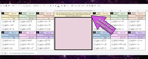 PIXEL ART: Transformation of Parent Function DISTANCE LEARNING | TpT