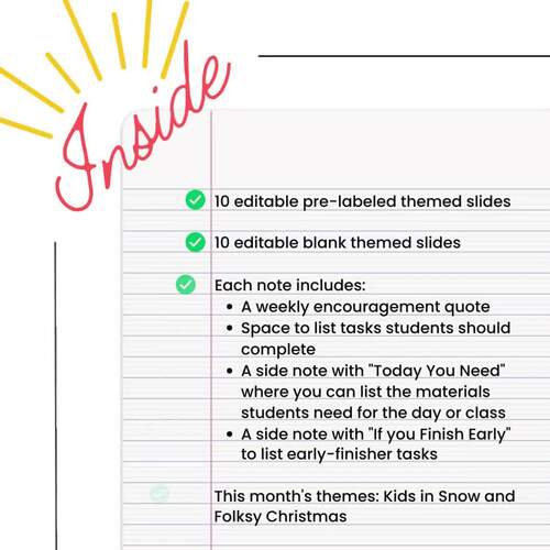 Daily Agenda Slides - Editable Google Slides™ Template for December
