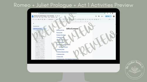 Romeo and Juliet Act 1 Activities | Reading Guides, Close Reads, Film ...