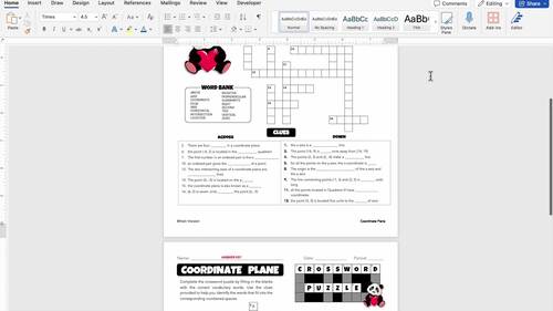 6th Grade Math Fun Valentine's Day Worksheet Activity Crossword ...