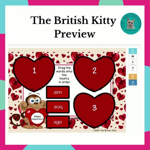 Valentine's Day Monkey Alphabetical Order Boom Cards™ by The British Kitty