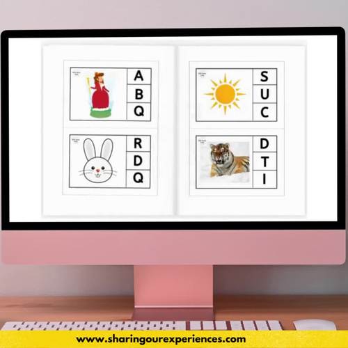 26 Free beginning sounds clip cards with images (Capital letter Alphab
