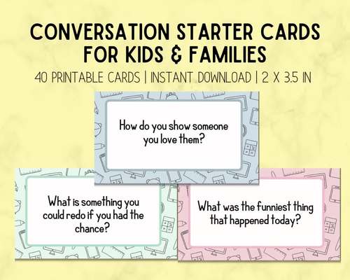 Mini Conversation Starters For Kids & Families Card Deck, SEL ...
