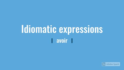 FRENCH Idiomatic expressions with AVOIR - review - conjugation exercise