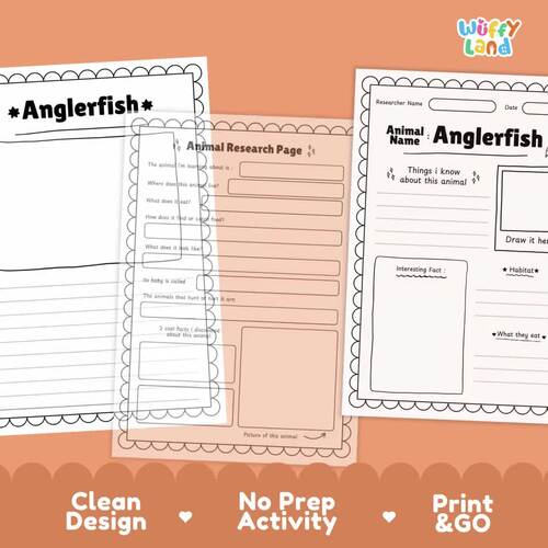 Anglerfish Animal Research Worksheet | Deep Sea Animal Study | Science ...