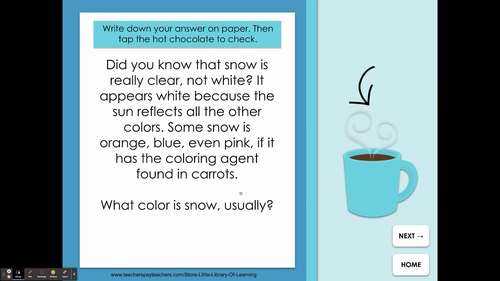 Digital Winter Reading Comprehension for Google Slides | TPT