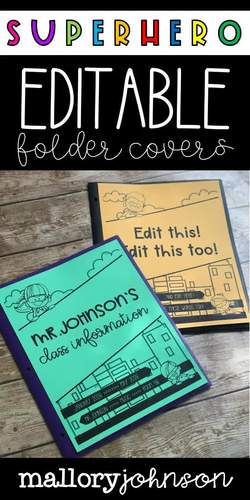 Editable Superhero Theme Folder Covers by Mallory Johnson | TPT