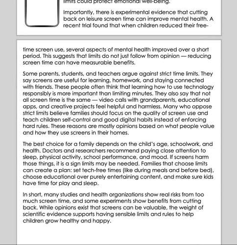 Screen Time Limits Debate & Comprehension Activities + Differentiation ...