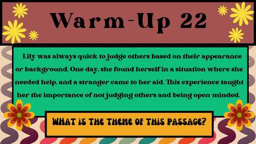 Theme Warm-Ups Activities for Middle and High School | Bellringers, Warmups