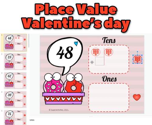 Place Value Valentine's Day Activity, Google Classroom by Super Activities
