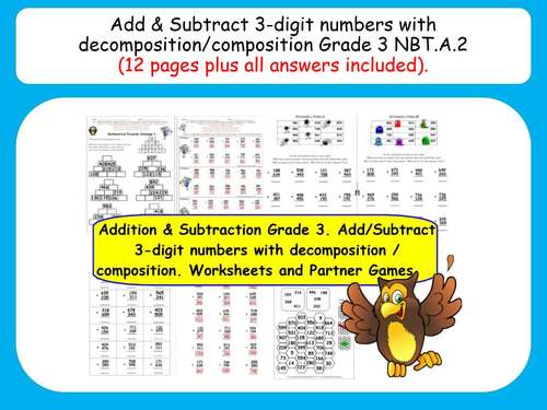 Add & Subtract 3-digit numbers with decomposition/composition Grade 3 ...
