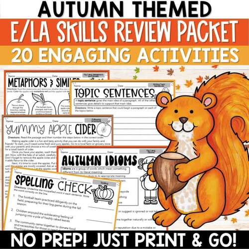 Fall Reading and Language Arts Worksheets & Activities Thanksgiving ...