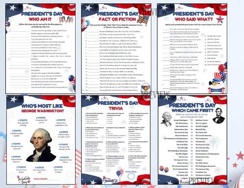 President's Day Printable Games For Grade 3-5 / President's Activity