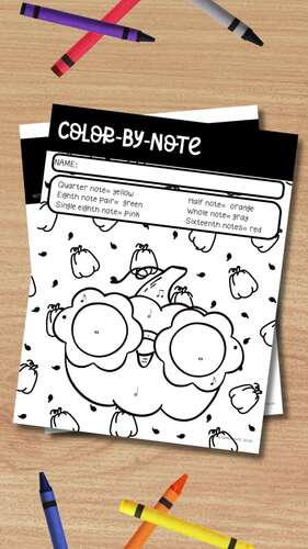 MUSIC REVIEW COLORING PAGES | Autumn- themed by The Cringey Music Teacher