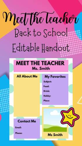 Editable Meet the Teacher Handout by Flower Power Teacher | TPT