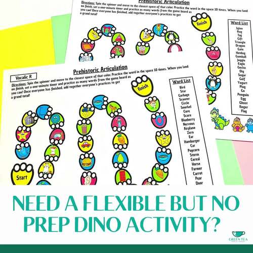 Dinosaur Articulation Board Game - No Prep Speech Therapy Game + DIGITAL!