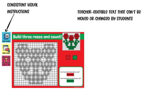 Fine Motor Math Digital Building Brick Valentines Day Build and Count ...