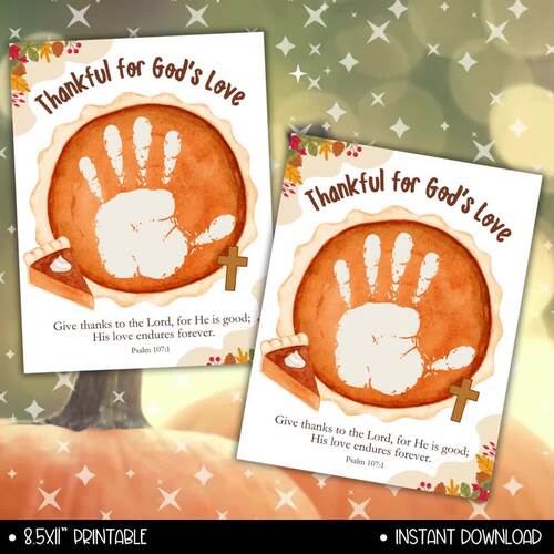 Thanksgiving Christian Pumpkin Pie Handprint Craft, Church Bible Verse ...
