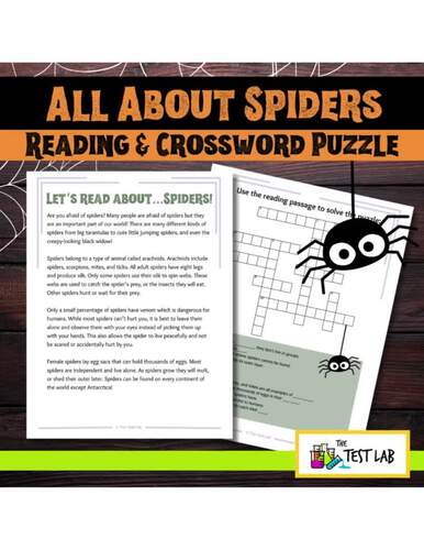 Spooky Science Halloween Spiders Reading Passage & Crossword Puzzle ...