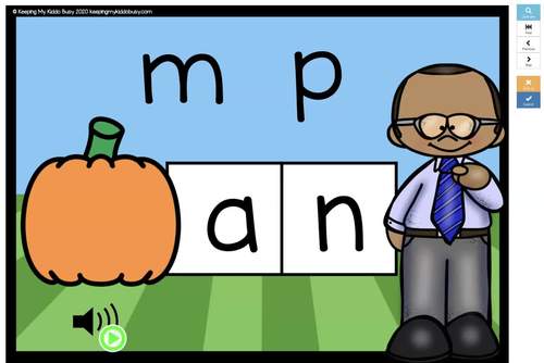 CVC Words - First Sounds Pumpkins - October Kindergarten Phonics