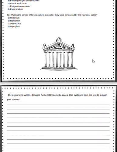 Ancient Greece Reading Comprehension Worksheet | Social Studies & Essay ...