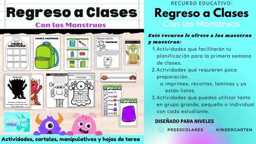 Regreso a Clases | Con los monstruos by Unicorn Magic Tales | TPT