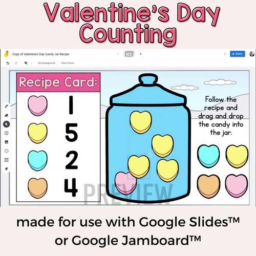 Valentine's Day Counting Digital Activity with Google Jamboard™ and Slides™