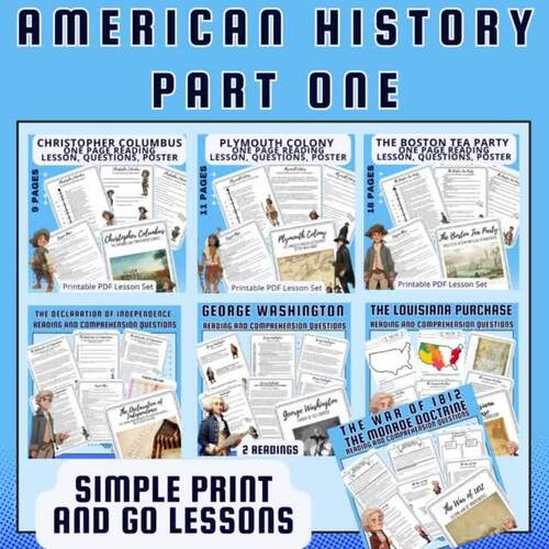 US History Part 1 - Lesson Plans, Readings, Worksheets, Timelines, and more