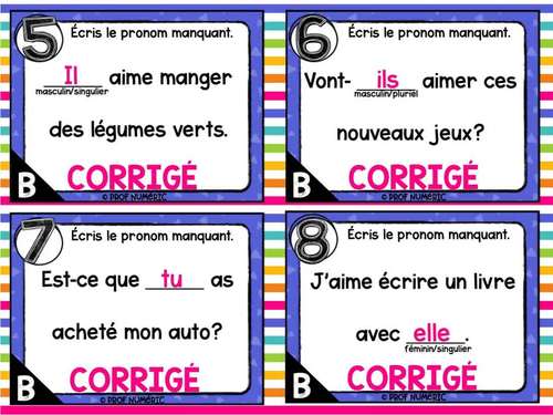 Cartes à Tâches CODES QR (Les pronoms) 2e année by Prof Numeric | TPT