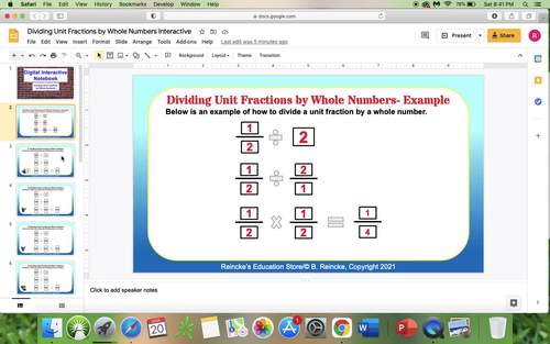 Dividing Unit Fractions by Whole Numbers Interactive (Digital- Google ...