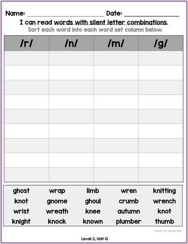 Third Grade Phonics, Level 3 Unit 13: Digraphs & Silent Letters + Sound ...