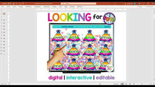 New Years Hide and Seek for Letters and Sight Words | Editable Digital Game