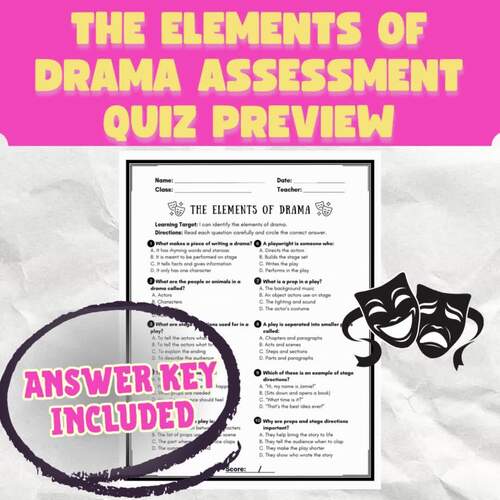 Elements of a Drama Quiz | Assessment Printable by D Ro Creates | TPT