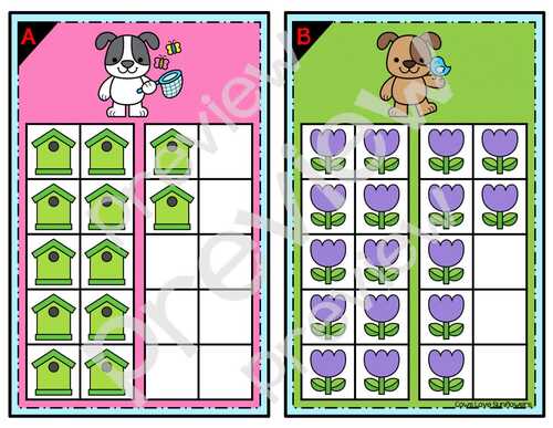 Spring Dogs | Double Ten Frames Math Scoot Activity (0-20) | Teen Numbers