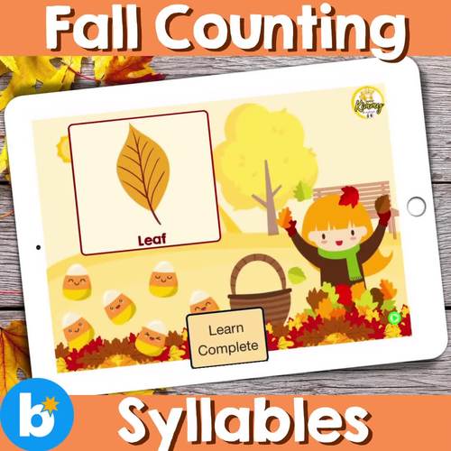 Fall Counting Syllables Phonological Segmentation Boom Cards by Teacher ...