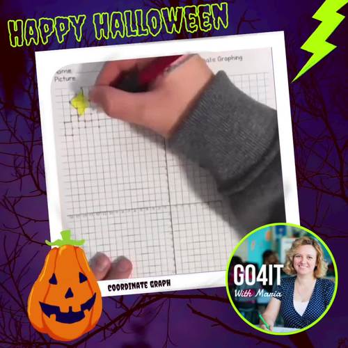 ⭐ Coordinate Graphing No-Prep Activity - Halloween Pixel Art Theme