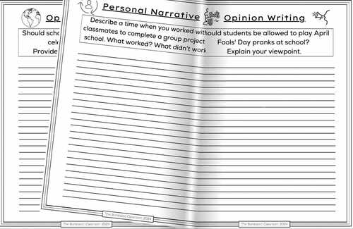 No Prep Writing Prompt Activities for April Journals | TPT