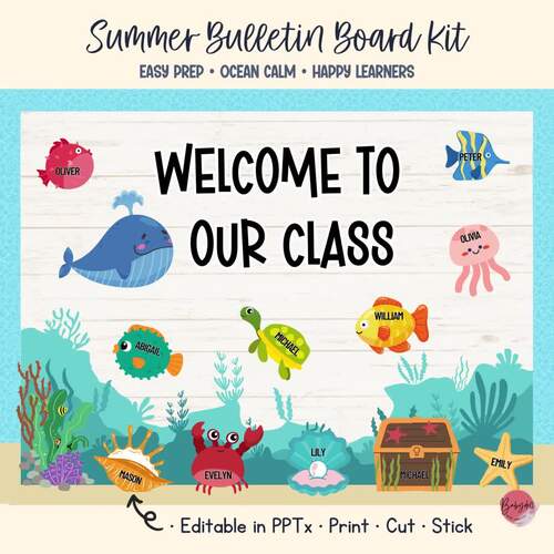 Summer Bulletin Board Kit: Ocean Theme | Diving Into Summer Decor