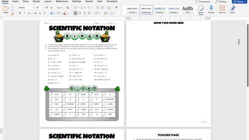 7th/8th Grade Math Fun Worksheet Review | Scientific Notation Activity