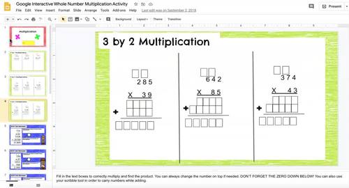 Standard Algorithm Whole Number Multiplication TEKS 5.3B Digital Activity