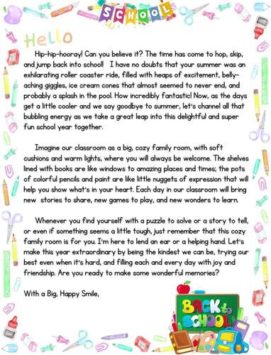 25 Welcome Back To School Letters Meet The Teacher Open House First Day ...