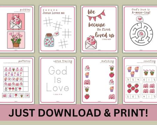 Toddler Christian Valentine's Activity Bundle Printable, Preschool ...