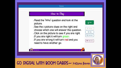 Boom™ Cards: Who Questions. For Speech & language therapy by Katrina Bevan