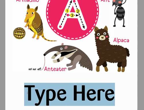 Zoo Alphabet - Editable PDF Files A to Z - 26 x 2 Files by Math Posters