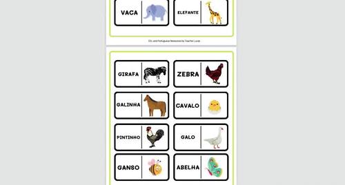 Animais - Jogo de Dominó em Português | TPT