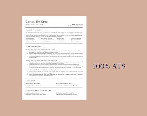 ATS Resume Template Word, ATS friendly resume Google Docs, Pages CV ...